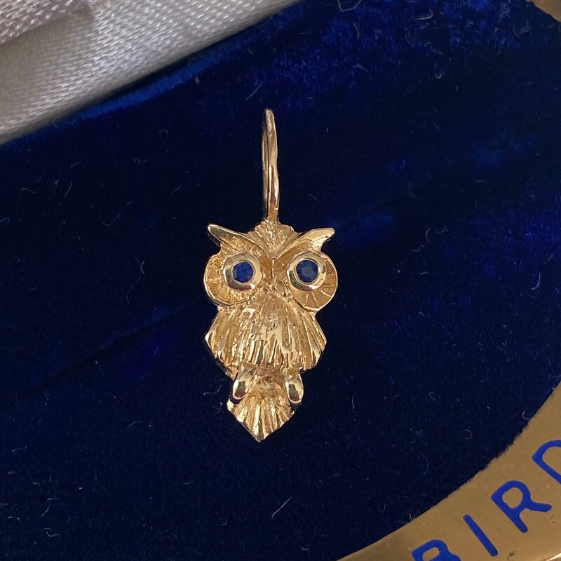 14k Gold Owl Charm - Etsy