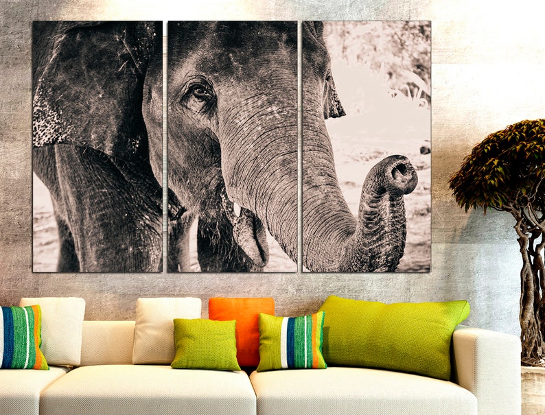 Elephant Canvas Large Wall Art Elephant Wall Art African | Etsy