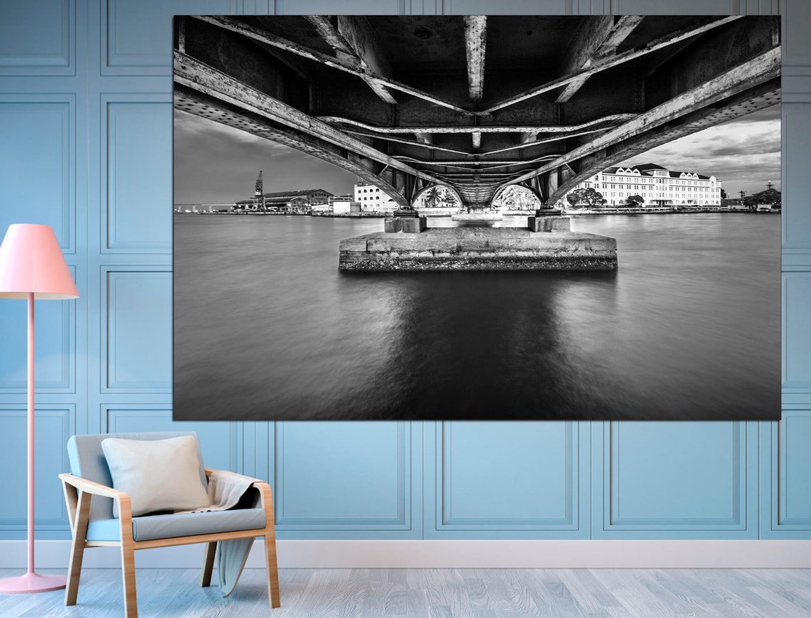 Bridge Wall Art Black and White Art Bridge Large Prints River - Etsy