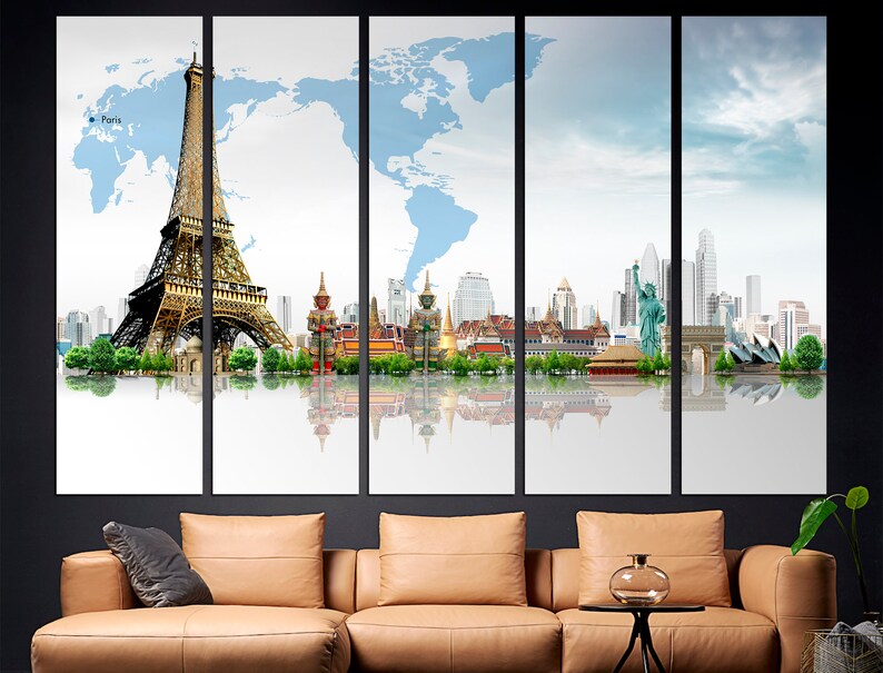 Travel Print Set World Map Wall Art Travel Wall Art Travel | Etsy