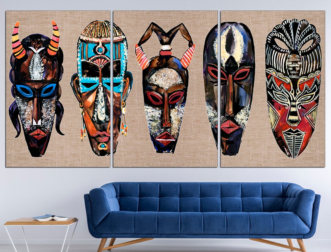 African Mask Canvas Tribal Mask Print African Wall Art African | Etsy