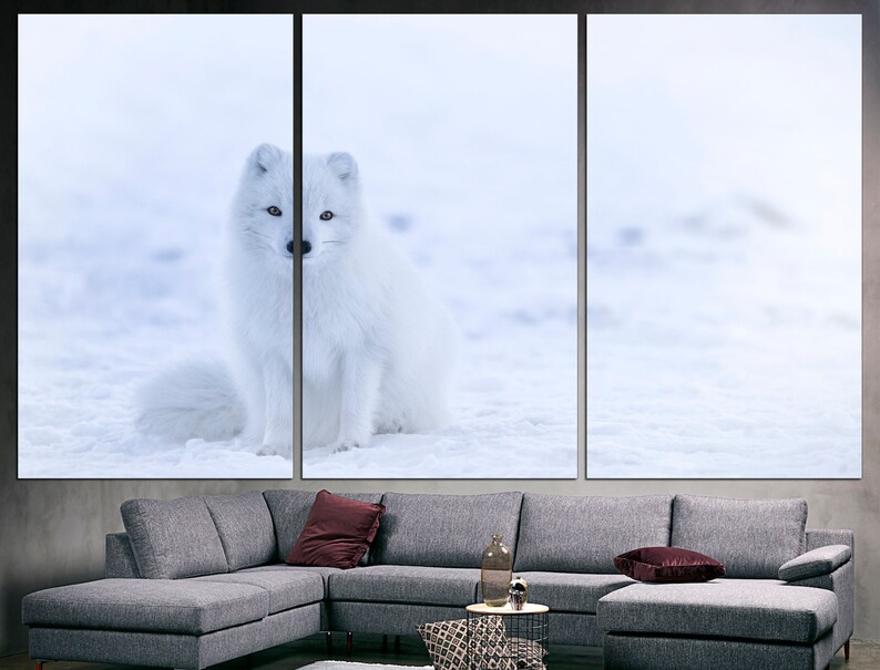 Arctic Fox Print Wildlife Canvas White Fox Arctic Fox Poster - Etsy