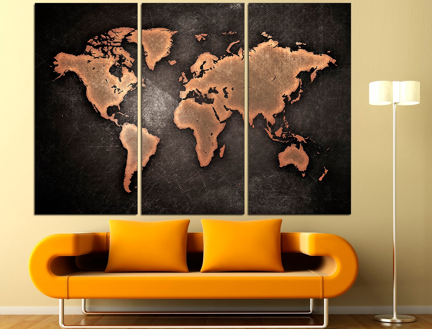 Map on Canvas Large World Map Gold Map Print World Map Canvas Vintage ...