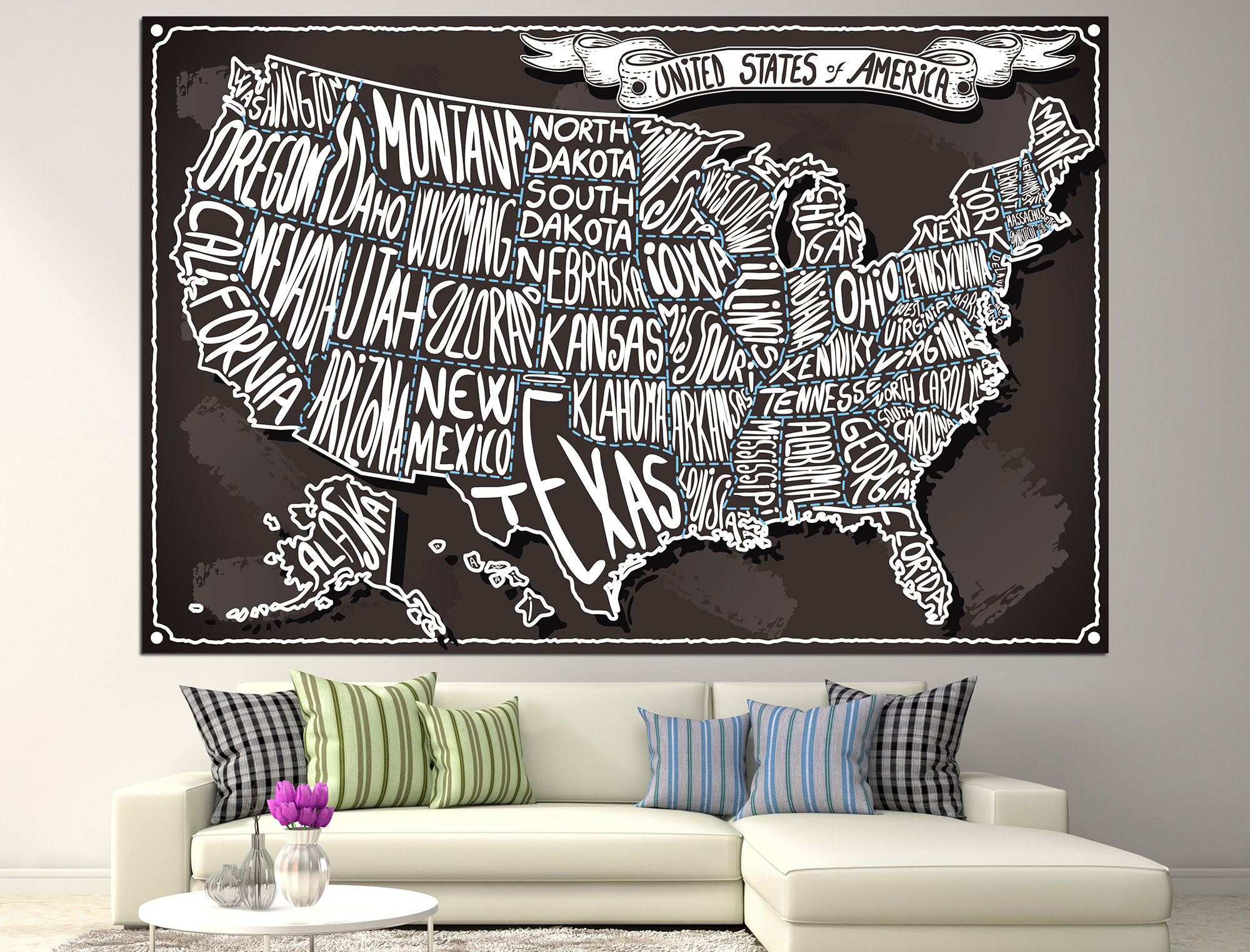 United States Map USA Map Canvas Map Wall Art USA Canvas Print - Etsy ...