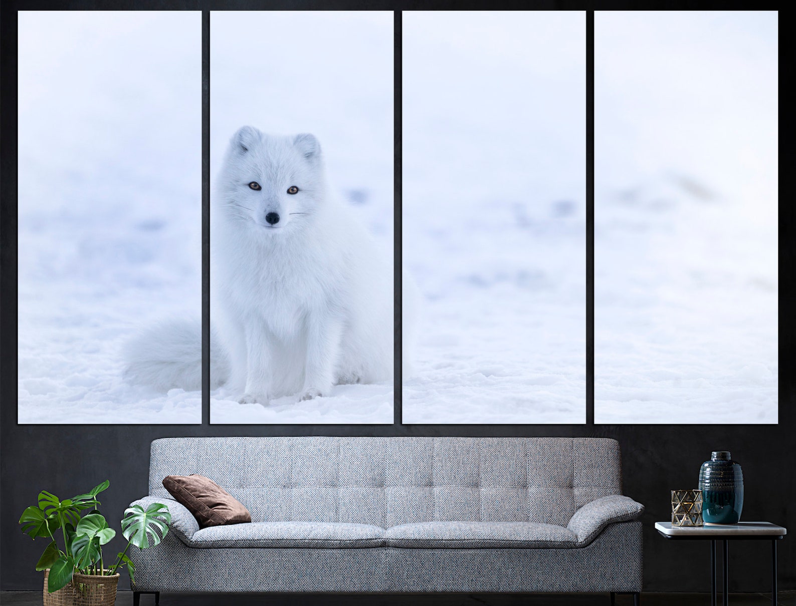 Arctic Fox Print Wildlife Canvas White Fox Arctic Fox Poster Canvas ...