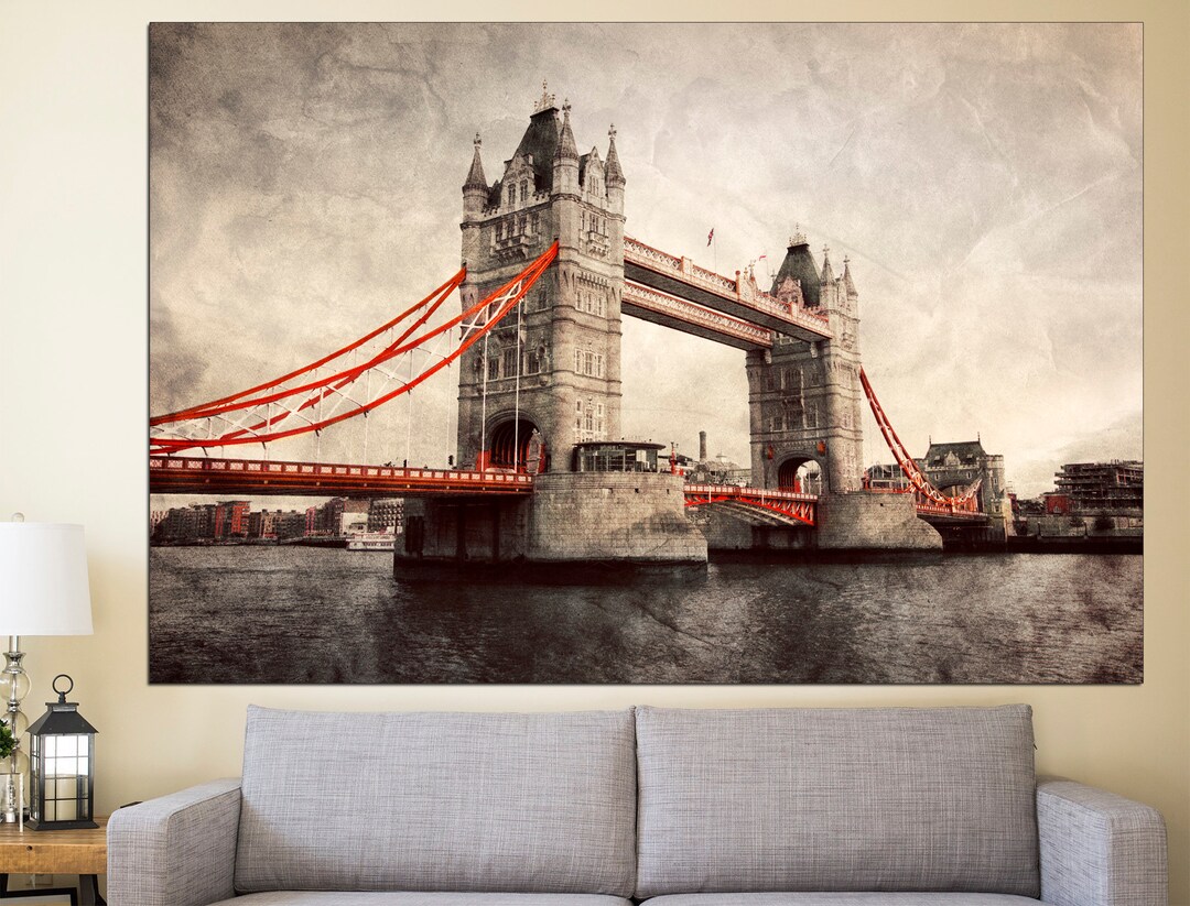 Vintage Bridge London Canvas Art Bridge Canvas Large Canvas Art Bridge ...