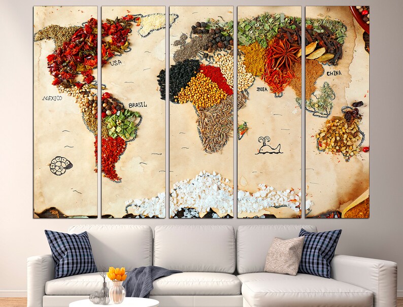 World Maps Wall Art Nursery Wall Decor World Map Canvas Modern Wall Art ...