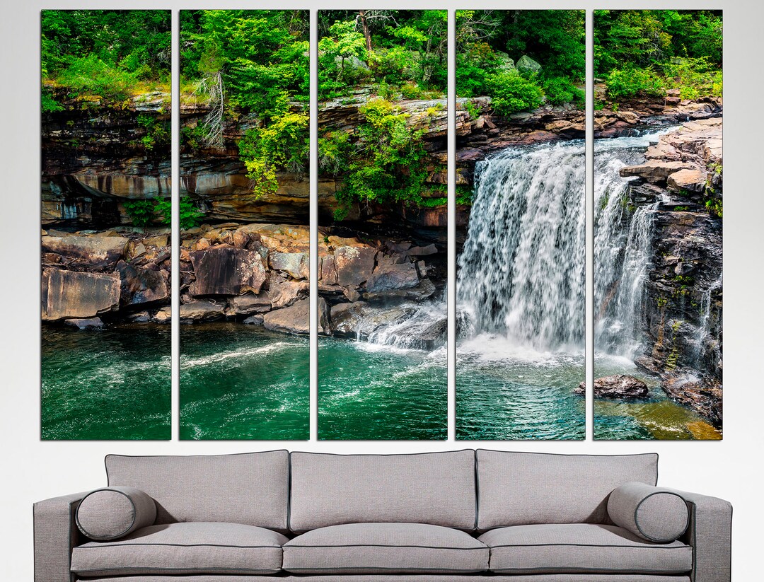Waterfall Canvas Forest Waterfall Forest Canvas Print Waterfall Art ...