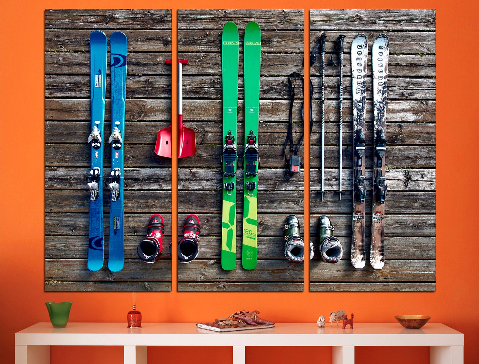 Ski Wall Art Extra Large Wall Art Winter Wall Decor Triptych - Etsy