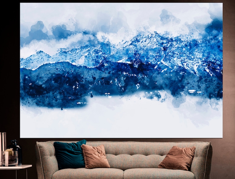 Blue Abstract Art Abstract Mountain Abstract Wall Art Mountain Print ...