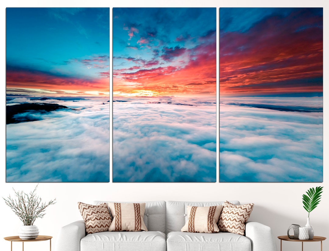 Cloud Wall Art Blue Cloud Print Clouds Wall Decor Pink Wall Art Sky Art ...