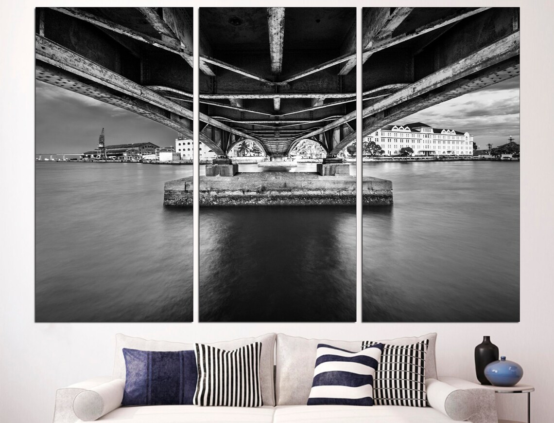 Bridge Wall Art Black and White Art Bridge Large Prints River - Etsy