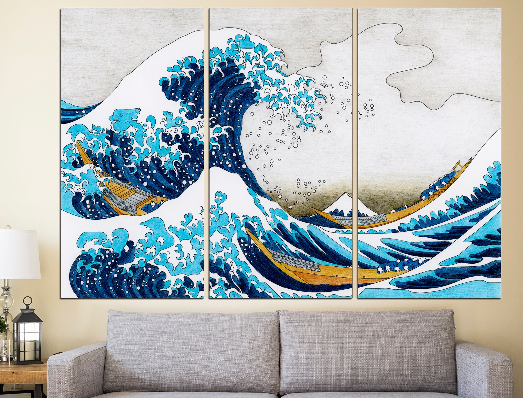 Japanese Print Great Wave Poster Canvas Wall Art Japanese Wave | Etsy