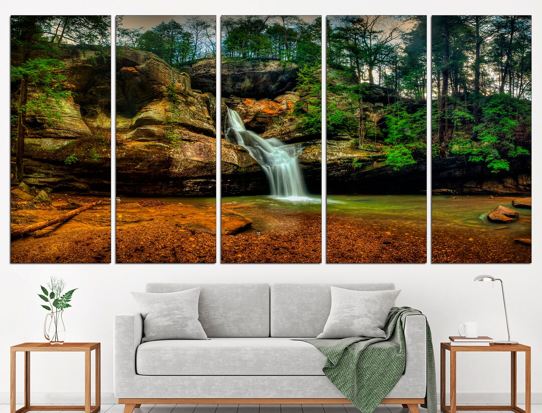 Waterfall Print Forest Canvas Waterfall Canvas Art Waterfall Wall Decor ...