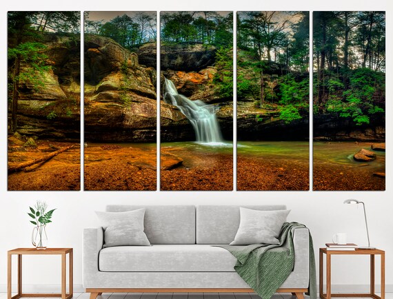 Waterfall Print Forest Canvas Waterfall Canvas Art Waterfall - Etsy