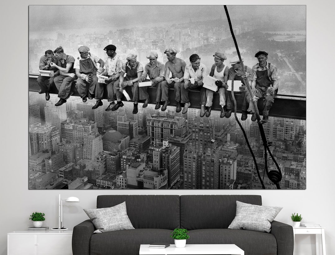 Lunch Atop a Skyscraper Retro Art Print Large Canvas Art Skyscraper ...