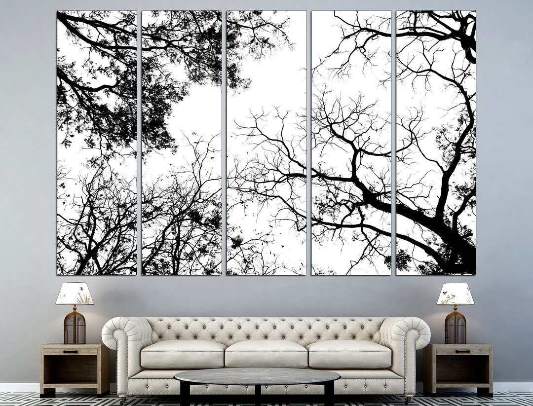 Black and White Art Tree Branch Print Forest Canvas Art Trees Canvas ...