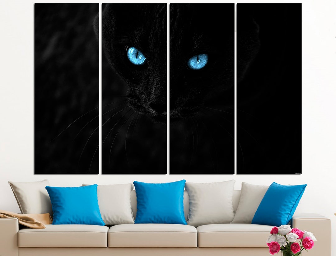 Black Cat Print Extra Large Wall Art Black Cat Wall Decor Cat - Etsy