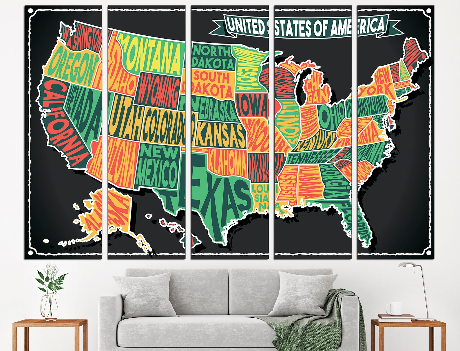 USA Map Canvas Map of America Map Wall Art Map of United | Etsy Canada