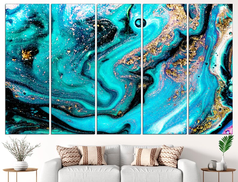 Gold Marble Wall Art Gold Marble Print Blue and Gold Gold - Etsy