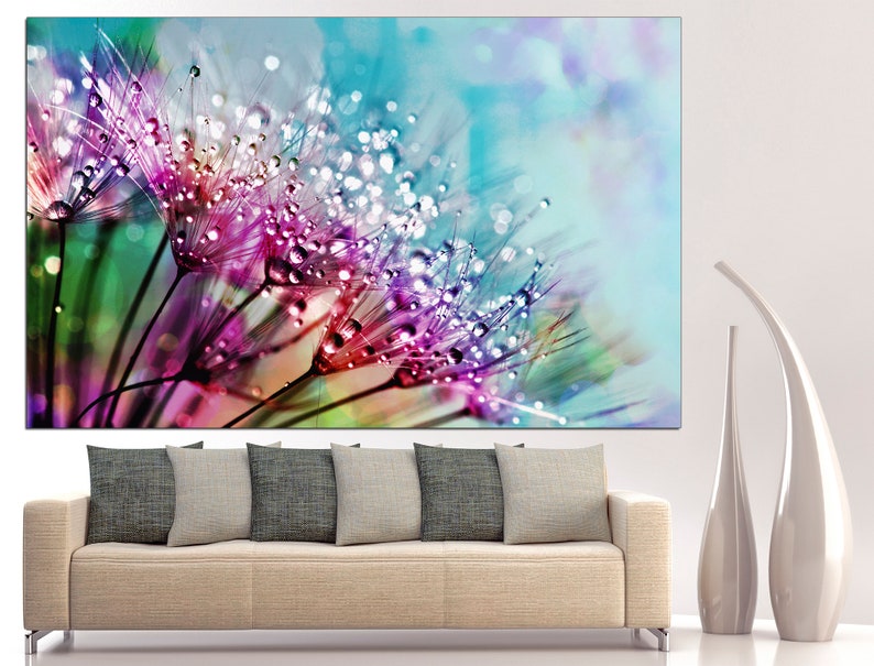 Dew on Flowers Large Wall Art Flower Photograph Pink Wall Art Pastel ...