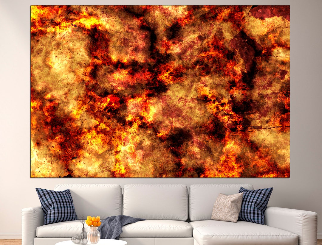 Orange Copper Print Large Metal Wall Art Orange Wall Decor Burnt Orange ...
