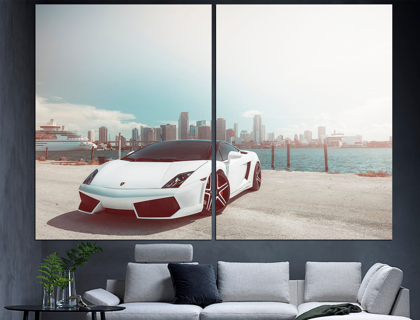 Ferrari Wall Decor Car Poster Miami Wall Art Ferrari Painting | Etsy