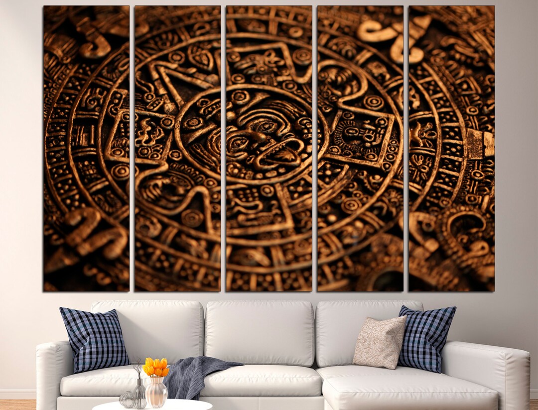 Mayan Calendar Ethnic Wall Print Maya Wall Art, Ancient Maya Canvas ...