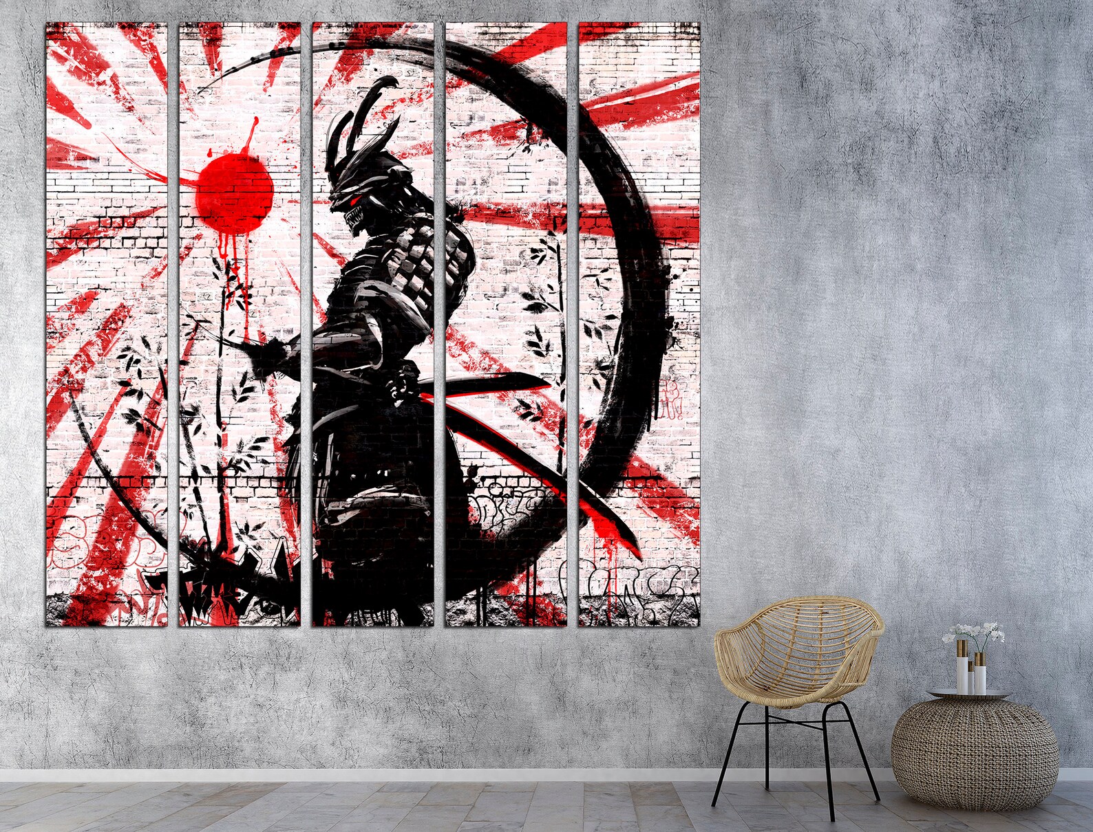Samurai Wall Art Japanese Canvas Graffiti Art Canvas Samurai Poster ...