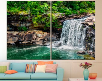 Waterfall Art Nature Canvas Print Waterfall Decor Forest | Etsy
