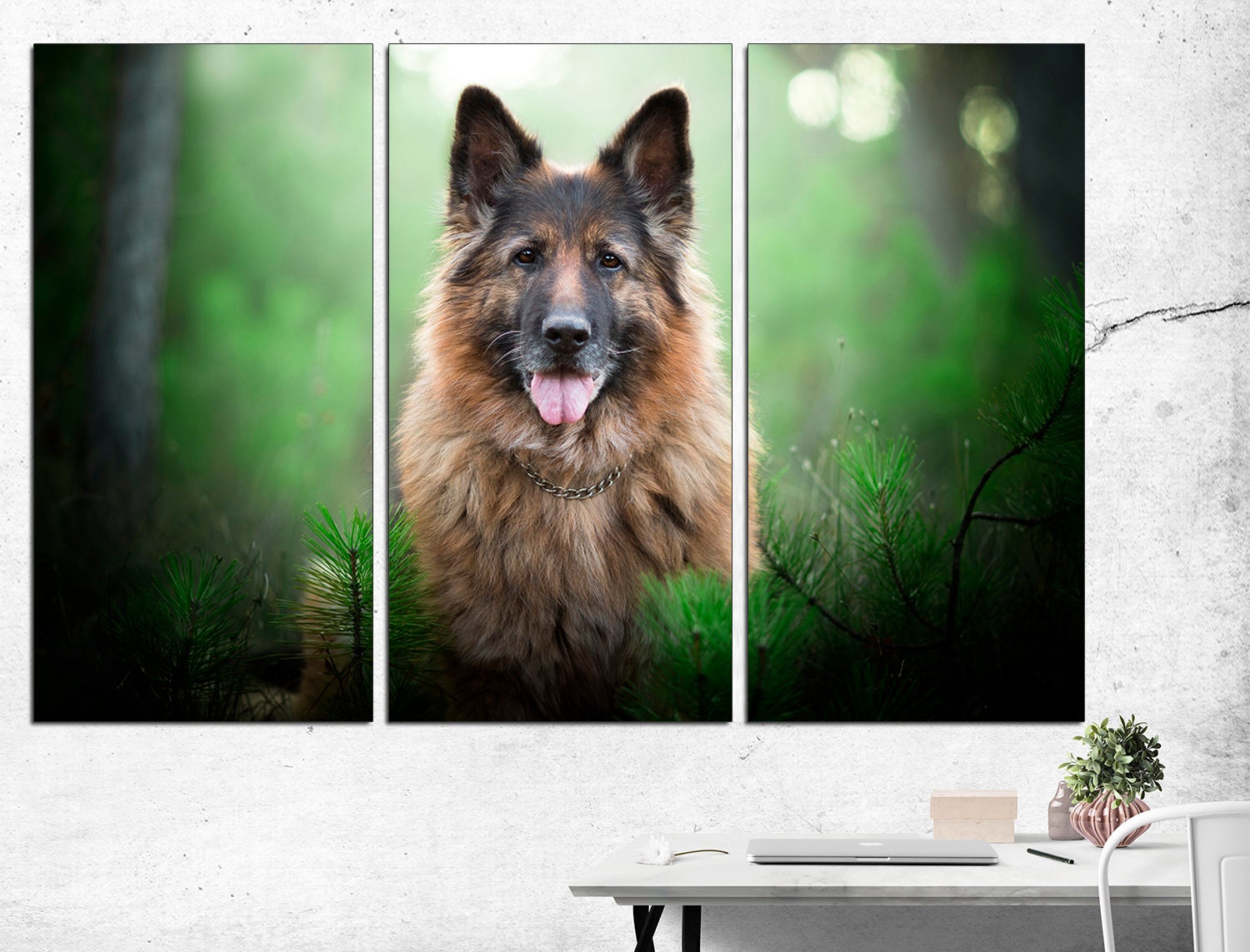 German Shepherd 3 Panel Wall Art Dog Canvas Print Shepherd Poster Dog ...