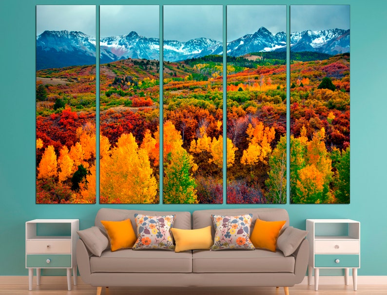 Colorful mountains Wall art canvas Colorful forest Mountains | Etsy