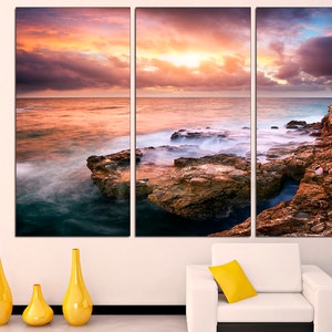 Sunset Ocean Sea Art Poster Ocean Wall Art Ocean Landscape Waves Wall ...