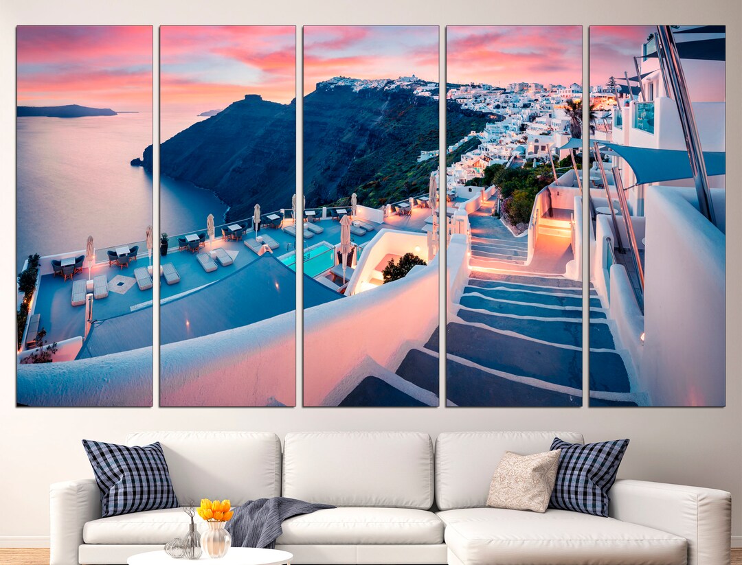 Santorini Print Greek Wall Art Large Canvas Art Santorini Wall Art ...