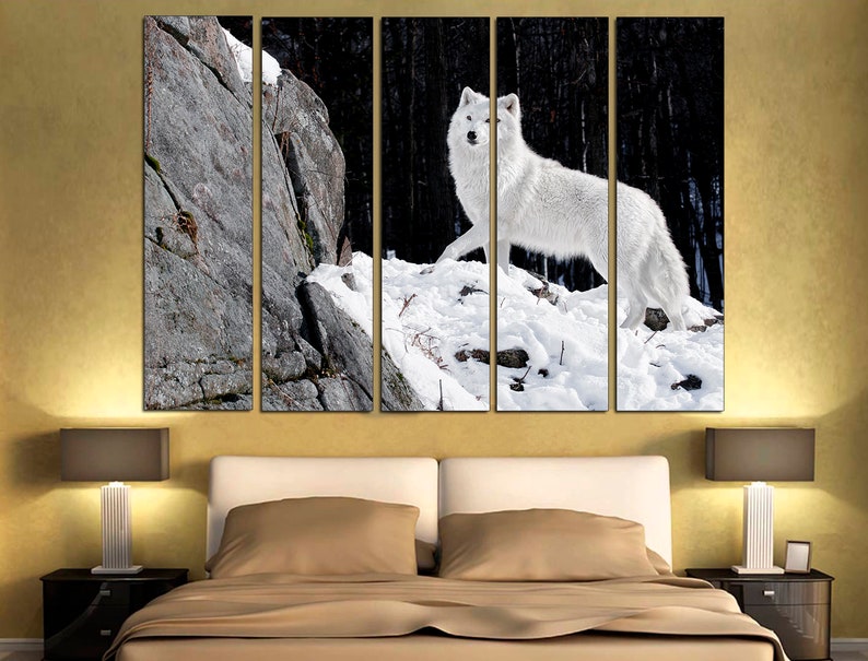 White Wolf Extra Large Wall Art Animal Canvas Print Wolf Art - Etsy