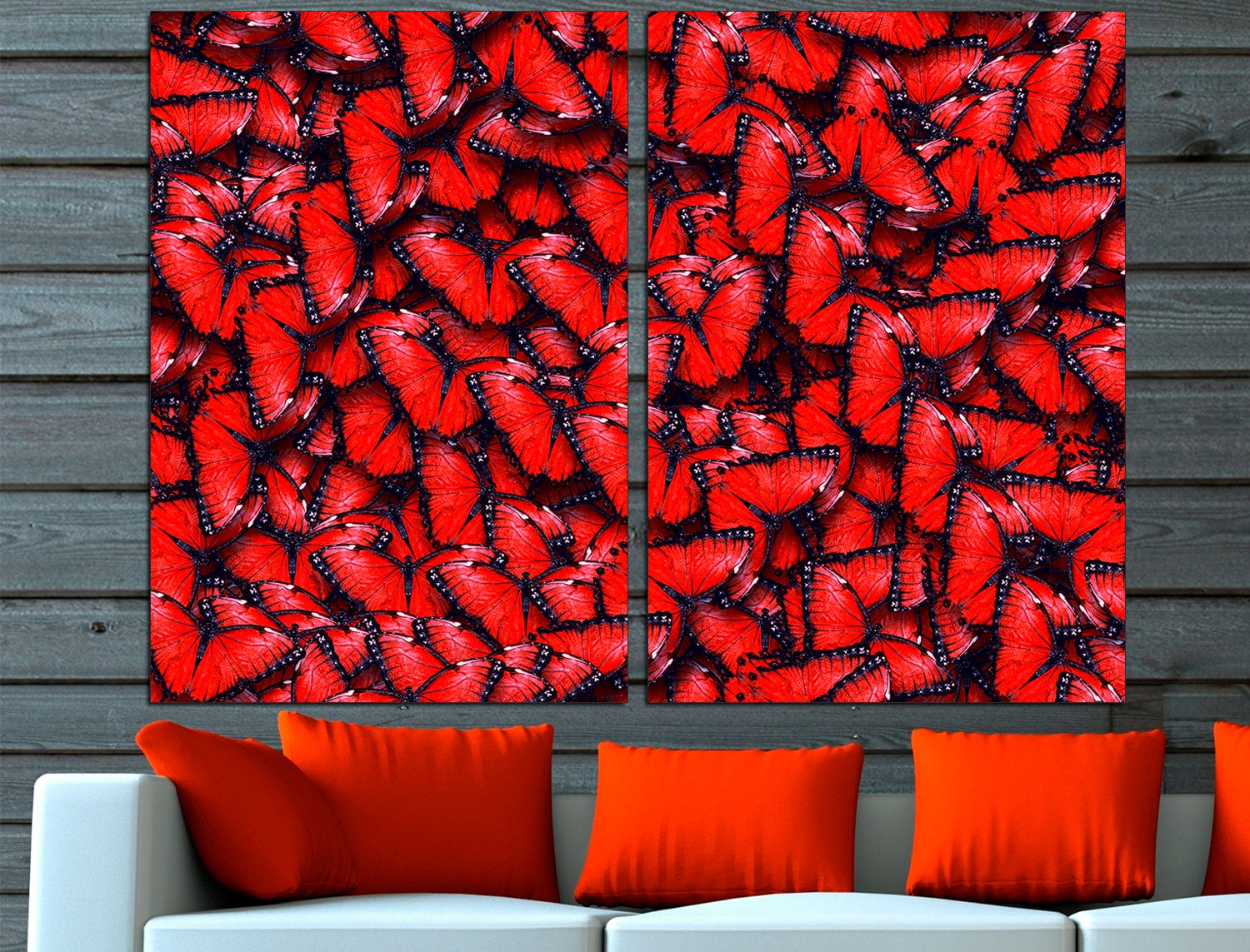 Red Butterfly Art Butterfly Print Large Painting Butterfly | Etsy