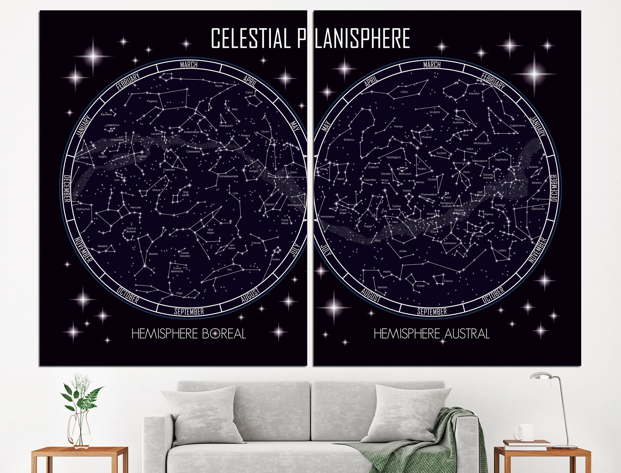 Constellation map Star map print Star map framed Constellation | Etsy
