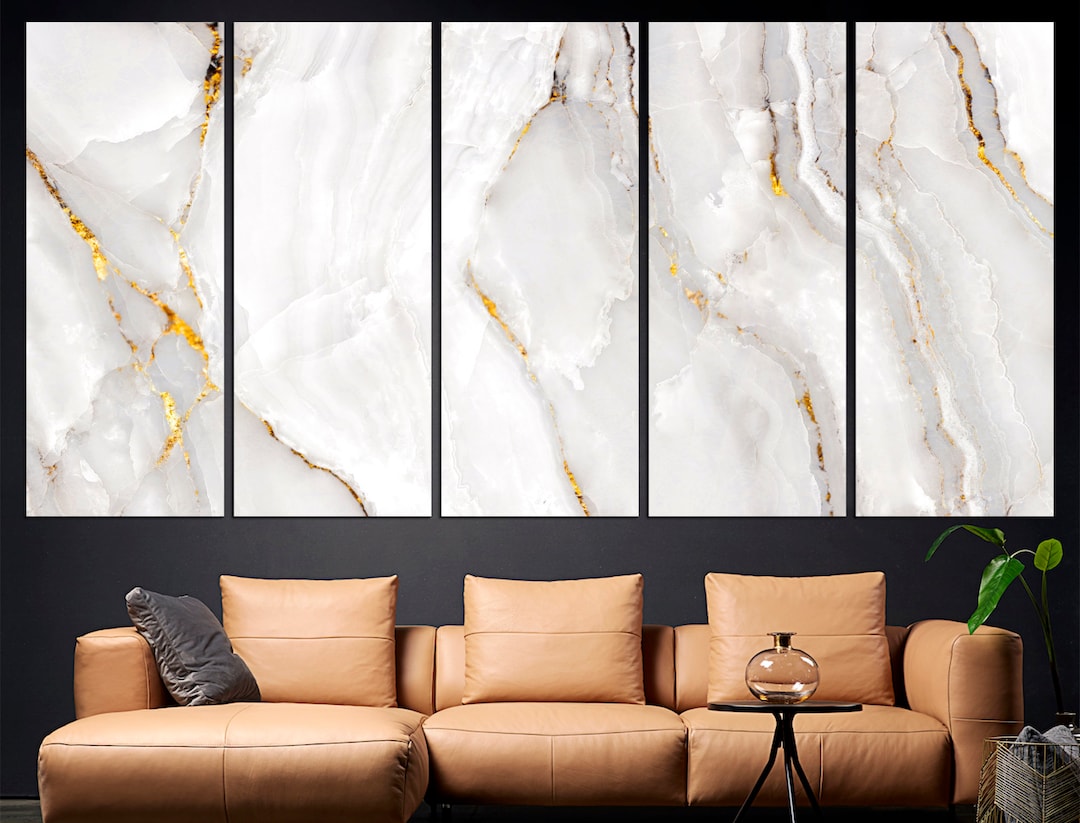 White Gold Marble Watercolor Print Marble Wall Art Framed Prints ...