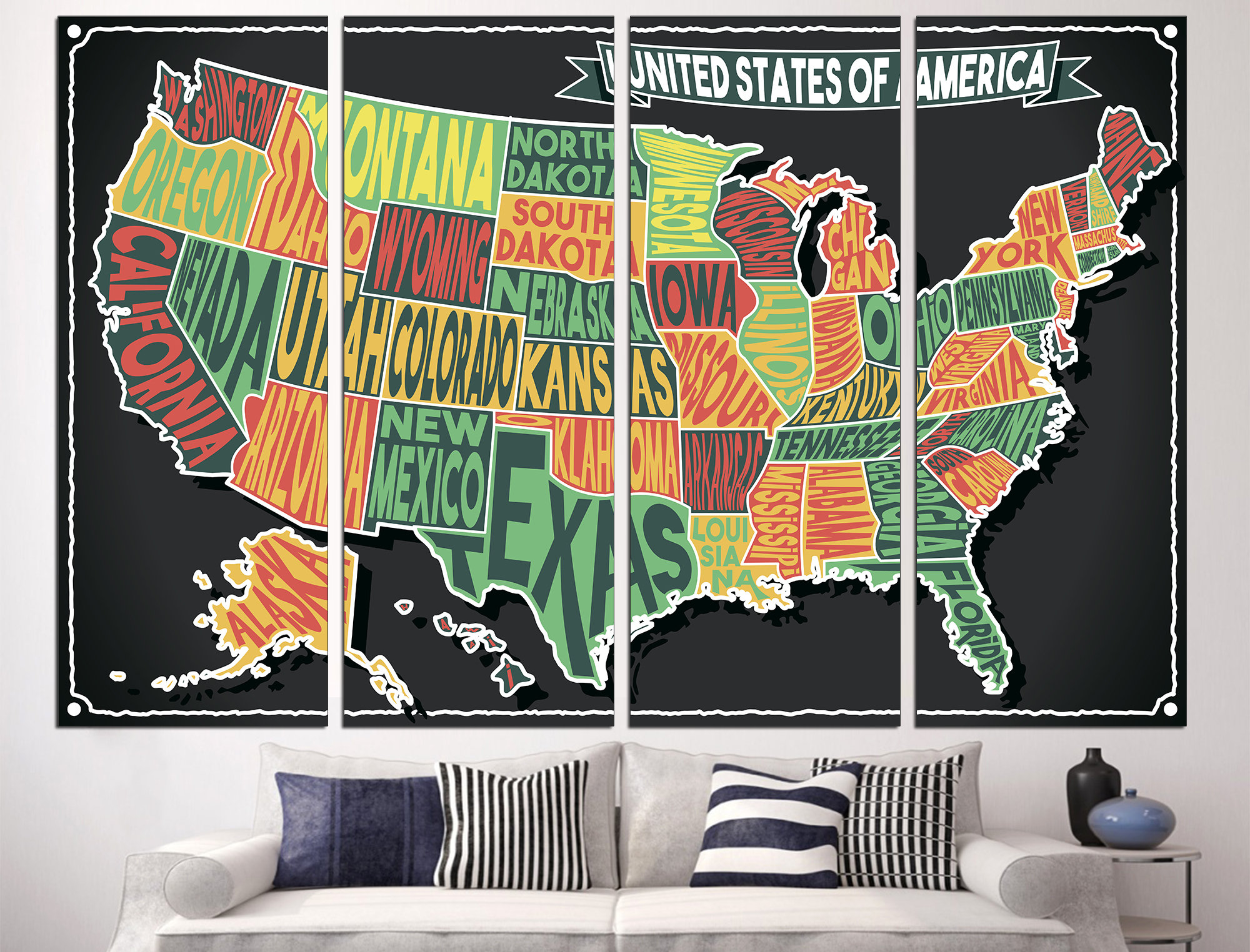 USA Map Canvas Map of America Map Wall Art Map of United - Etsy Canada