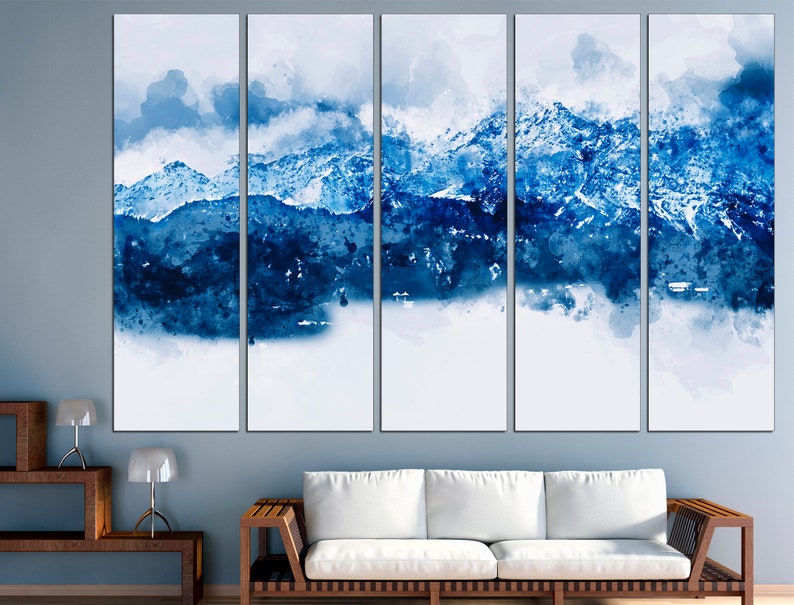 Blue Abstract Art Abstract Mountain Abstract Wall Art Mountain Print ...