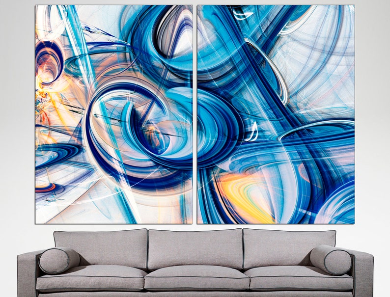 Yellow and Blue Art Large Canvas Art Yellow Wall Art Blue - Etsy