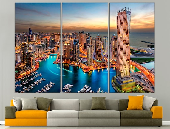 Dubai UAE 3 Piece Wall Art Arab Emirates Art Cityscape Wall | Etsy