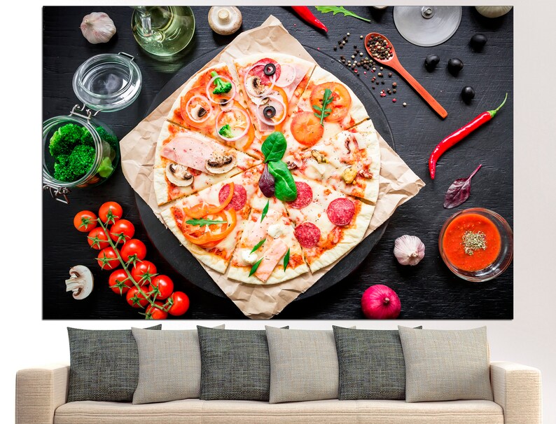 Pizza Print Restaurant Poster Pizza Wall Art Restaurant Canvas | Etsy