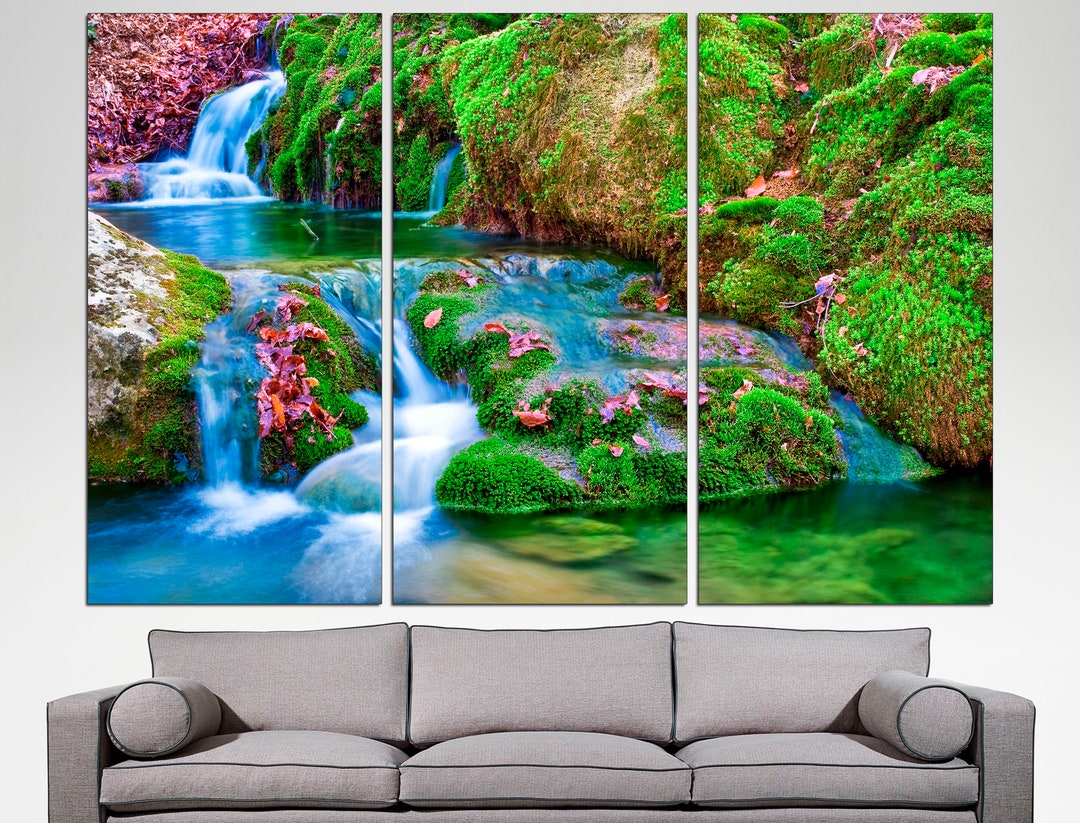 Waterfall Canvas Landscape Canvas Waterfall Wall Art Nature Canvas ...