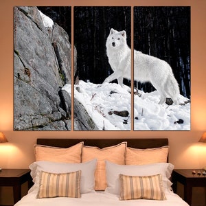 White Wolf Extra Large Wall Art Animal Canvas Print Wolf Art Decor Wolf ...