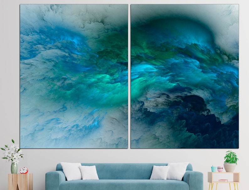 Turquoise Abstract Turquoise Wall Art Abstract Print Large - Etsy