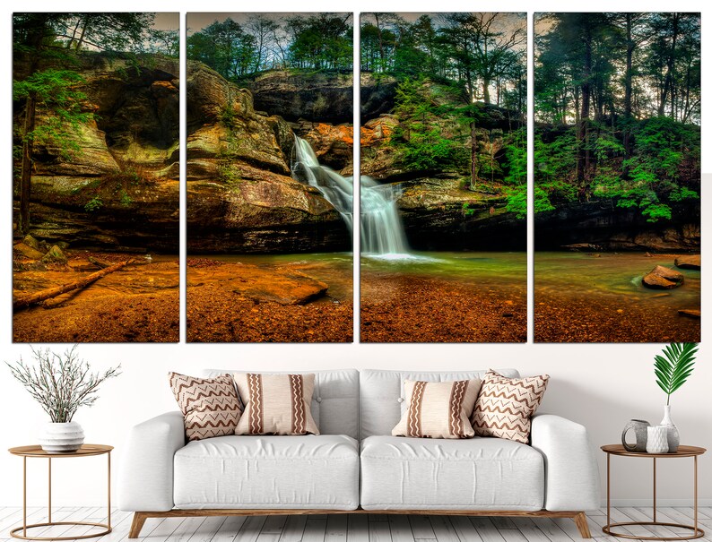 Waterfall Print Forest Canvas Waterfall Canvas Art Waterfall - Etsy
