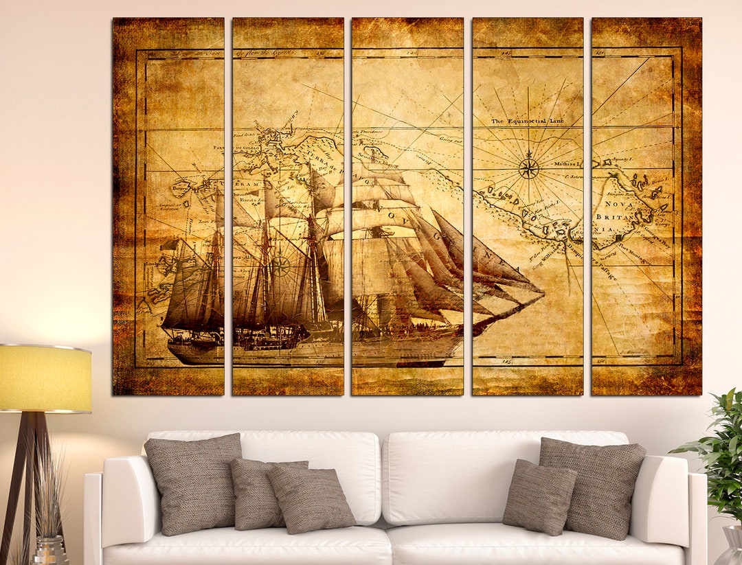 Vintage World Map Extra Large Wall Art World Map Poster Old Map Wall ...