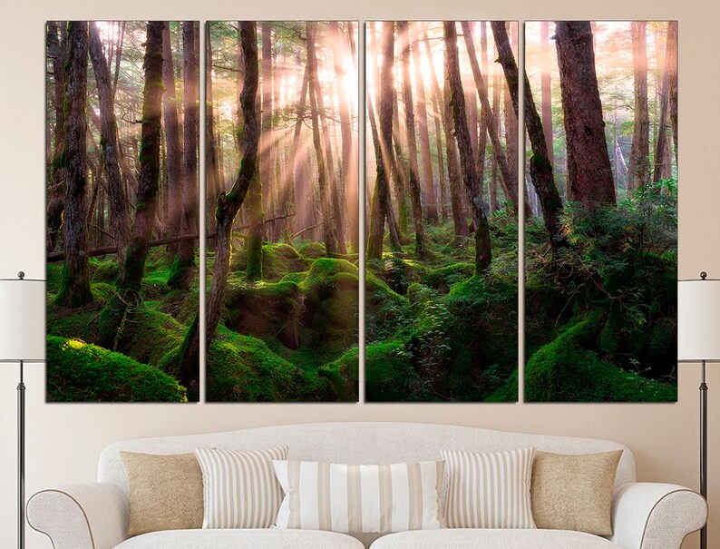 Magical Forest Morning Print Forest Poster Trees Canvas Print - Etsy