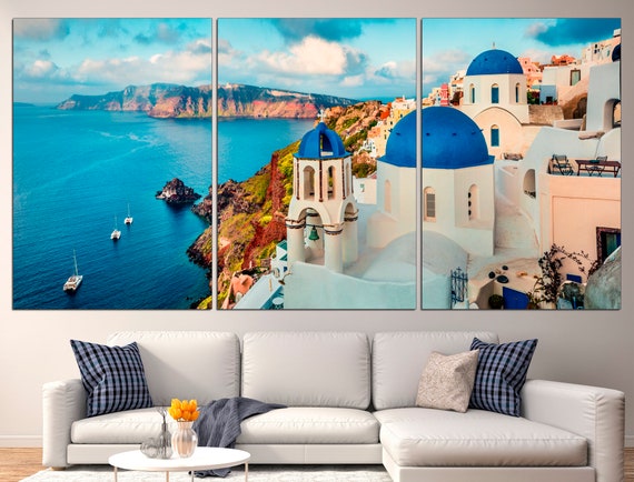 Greece Canvas 3 Piece Wall Art Santorini Poster Greece Wall - Etsy